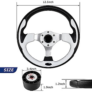QYMOPAY 12.5inch Boat Steering Wheel, 3/4 Inch Axle Marine Steering Wheel Adapter, Anti-Slip Carbon Fiber Steering Wheel for Boats, Yachts, Pontoon Boats (5156white)