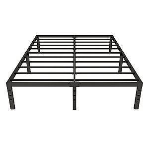 DURISO Full Size Bed Frame 14 Inch High Full Size Platform Heavy Duty Sturdy Metal Steel Max 3500lbs Easy Assembly No Box Spring Needed No Noise Black