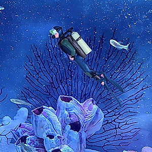 WAYUTO Fish Tank Diver Floating Ornament - Aquarium Decoration Scuba Diver Figurines Mini Swimmers Figurines for Home Decor Fish Tank Landscape Ornament Blue