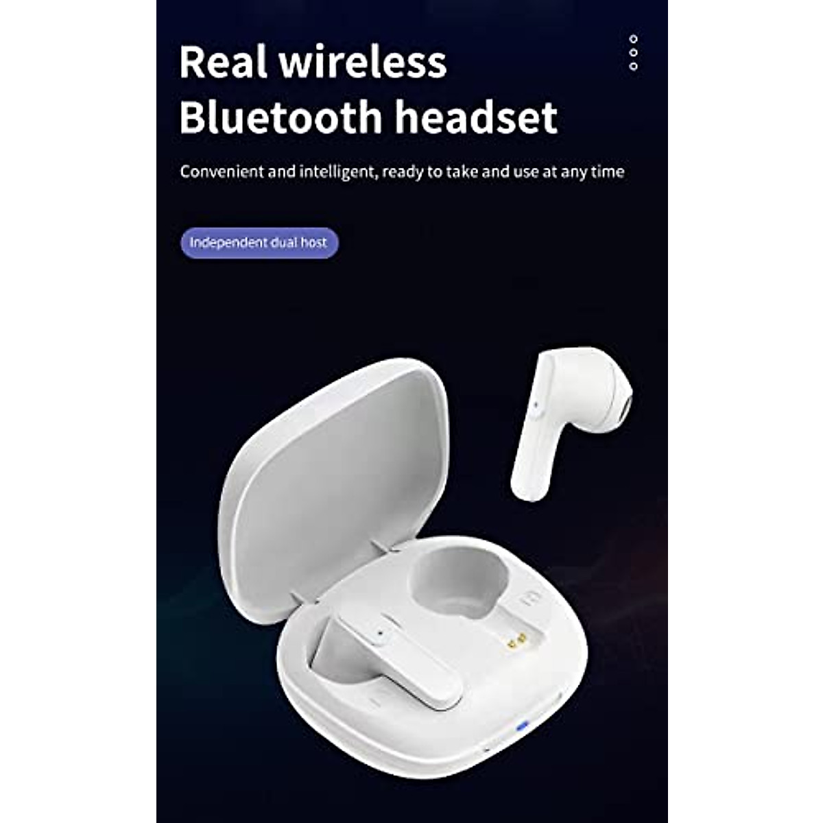 True Wireless Stereo Earbuds Bluetooth 5.0 in Ear Light-Weight Headphones Built-in Microphone, Super bass Long Distance Connection Headset with Charging Case (White)