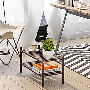 Bamboo Shoe Rack Organizer for Closet and Entryway - Space-Saving Narrow Shoe Stand - Versatile Shoe Holder for Door or Closet Shelf,Garage Bedroom can Freely Stack DIY Small Shoe Racks 3Tier Brown