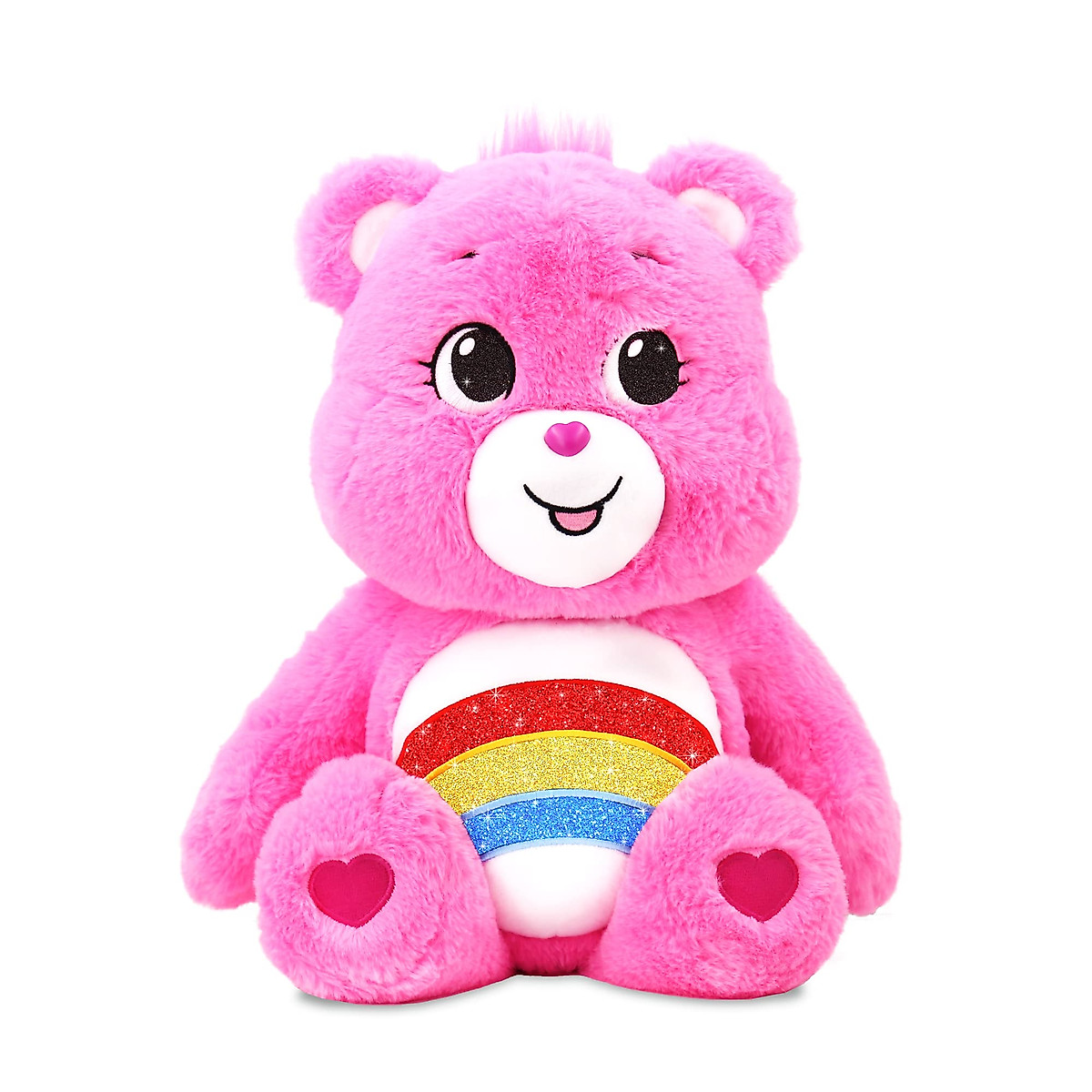 Care Bears 18" Plush - Cheer Bear with Glitter Belly Badge - Soft Huggable Material!, Pink