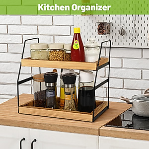 CypherX Bathroom Counter Organizer, 2-Tier Countertop Organizer for Bathroom, Wood Vanity Organizer Standing Rack for Makeup Perfume Skincare, Easy Installation Heavy Duty