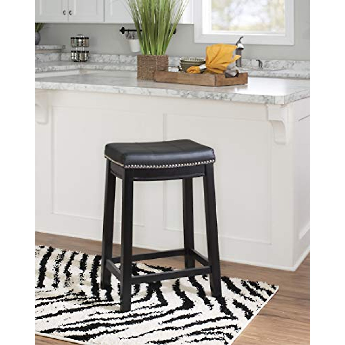 Linon Claridge Counter Stool, Black, 26" x 18" x 12.75"
