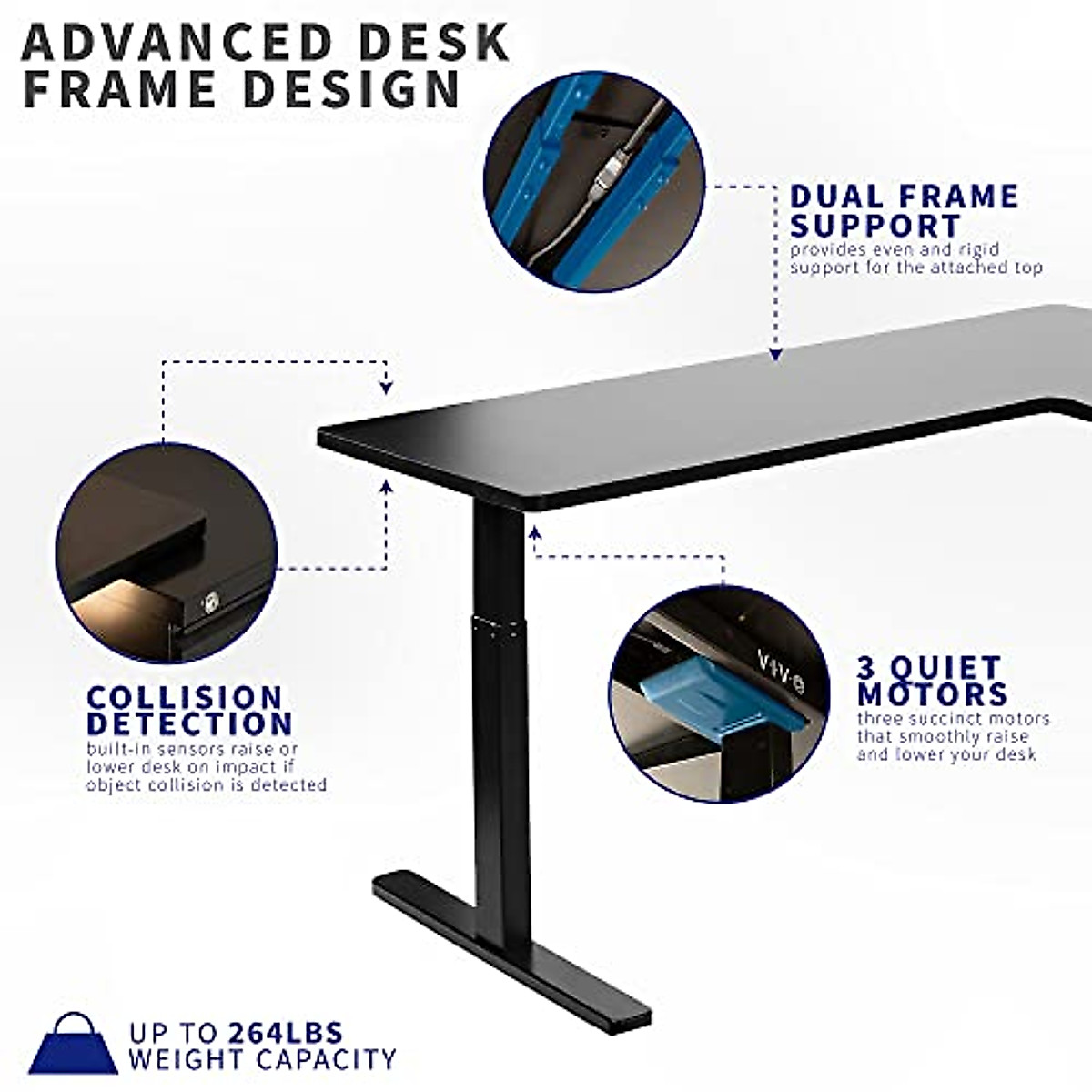 VIVO Electric Height Adjustable 71 x 71 inch Curved Corner Stand Up Desk, Black 4 Section Table Top, Black Frame with Memory Controller, L-Shaped Standing Workstation, DESK-KIT-E3CB2