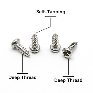 Qjaiune 100Pcs #2 x 1/4" Pan Head Sheet Metal Screws, 18-8 Stainless Steel Screws Full Thread Phillips Screws, Self-Tapping Screws for Wood Drywall Plastic