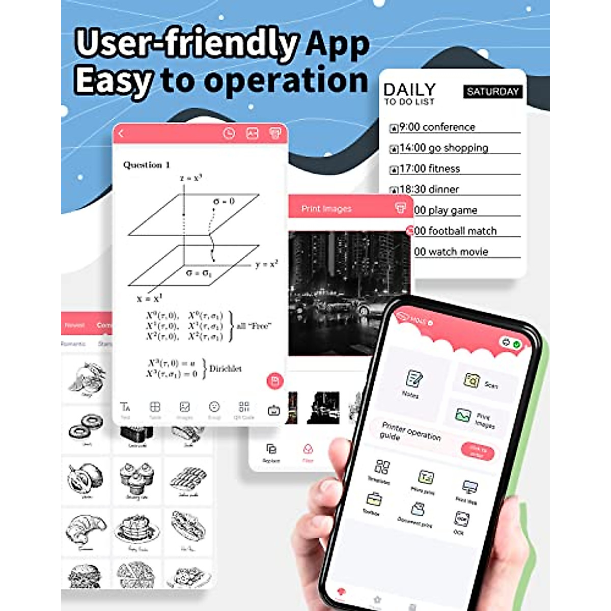 Phomemo M04S Portable Thermal Printer with 110mm White Non-Adhesive Thermal Paper 3 Rolls