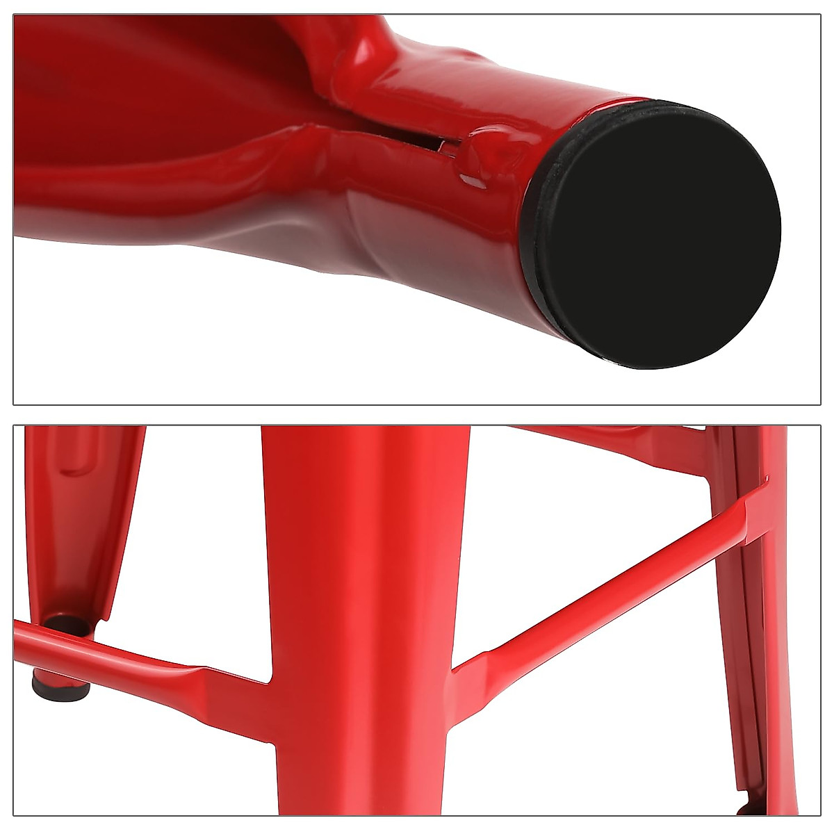 Magshion 30 Inch Barstools 4 Pack Counter Height Metal Bar Stools, Industrial Style Stackable Bartool Backless for Home Bar Counter Balcony Patio Dining Room, Red