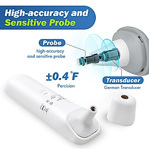 Elera Ear Thermometer for Kids, Baby Thermometer with Forehead and Ear Mode for Adults, Infant, Kids and Toddler, Touchless and 1 Second Reading with Fever Alarm and Mute Function, LCD