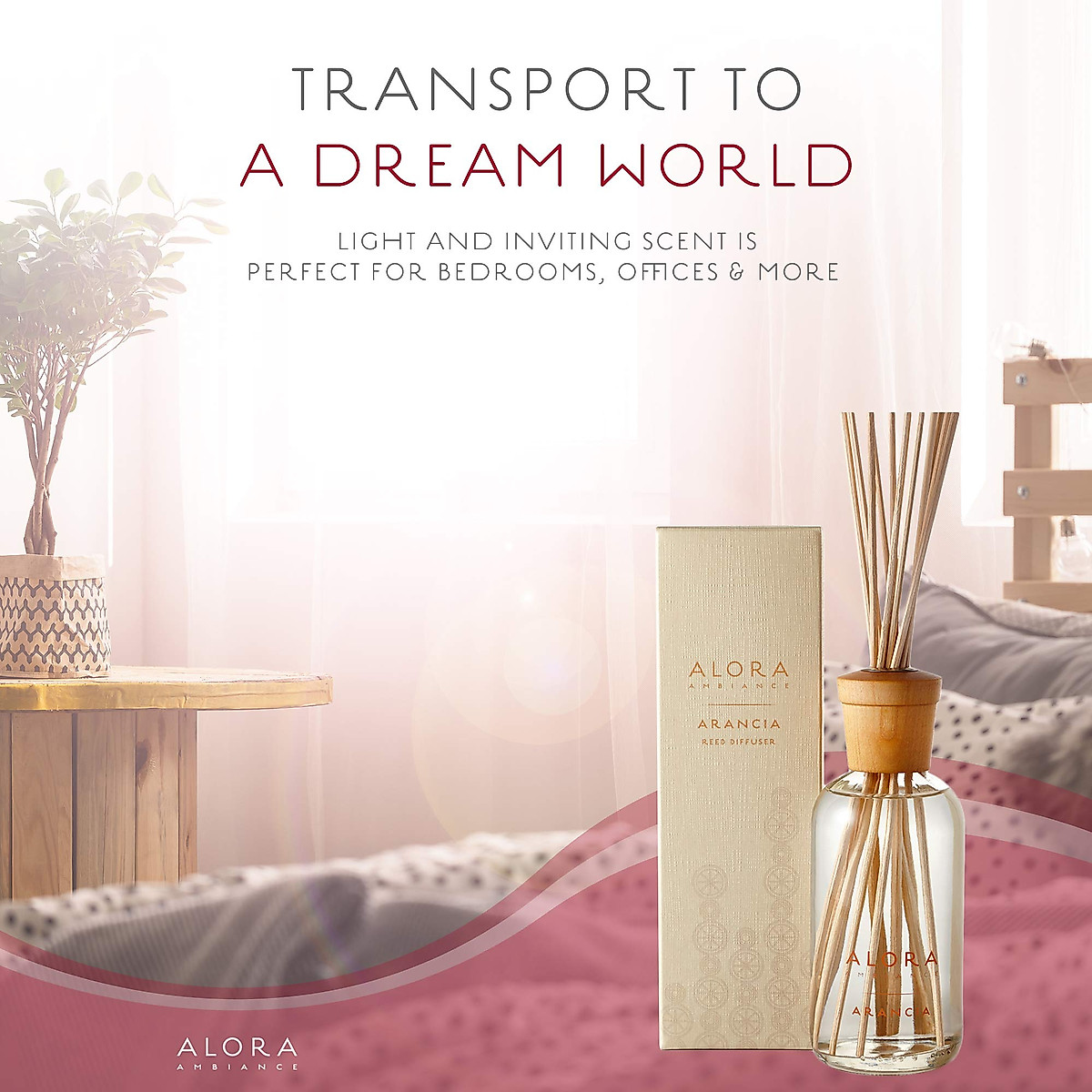 Alora Ambiance Arancia 8 oz Reed Diffuser | Long-Lasting Feminine Citrus Floral Fragrance | Beautifully Designed for Any Space