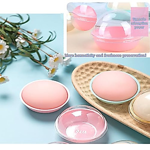 HANLAYYDS 50 Clear Plastic Mini Packaging Boxes Clear Plastic Cupcake Container with Dome Lids for Wedding Birthday Cheese Pastry Ice Cream Balls Dessert Cake (A Pink)
