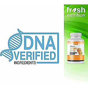 Vegan Vitamin D3 (5000iu/125mcg) + Vitamin K2 (100mcg as MK-7) for Optimal Absorption (90 Capsules 5000iu Each - 3 Month Supply) - Plant Based Vitamin D3 K2 Supplement - Non GMO, Gluten Free - Adults