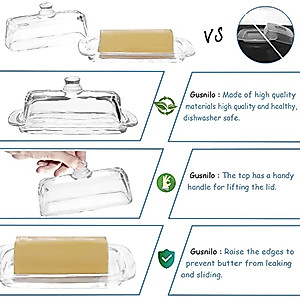 Gusnilo Glass Butter Dish,Classic Butter Transparent Tray Butter Stick Keeper Tray With Lid And Handle Butter Keeper Dishwasher Safe(1PC)