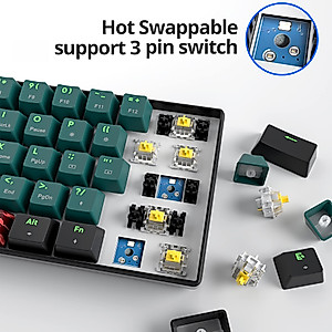 surmen GT61 Wireless 60% Keyboard, Mini RGB Mechanical Gaming Keyboard 60 Percent Hot-Swappable with Linear Gateron Switch Type-C/Bluetooth 5.0 Programmable (Gateron Yellow, Sound Wave 61)
