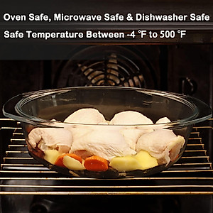 LERIYUFS 3.5L Glass Casserole with Glass Lid, Oval Clear Microwavable Glass Bowl With Lid, Oven Safe Covered Glass Baking Dish for Oven (118 oz-Oval)