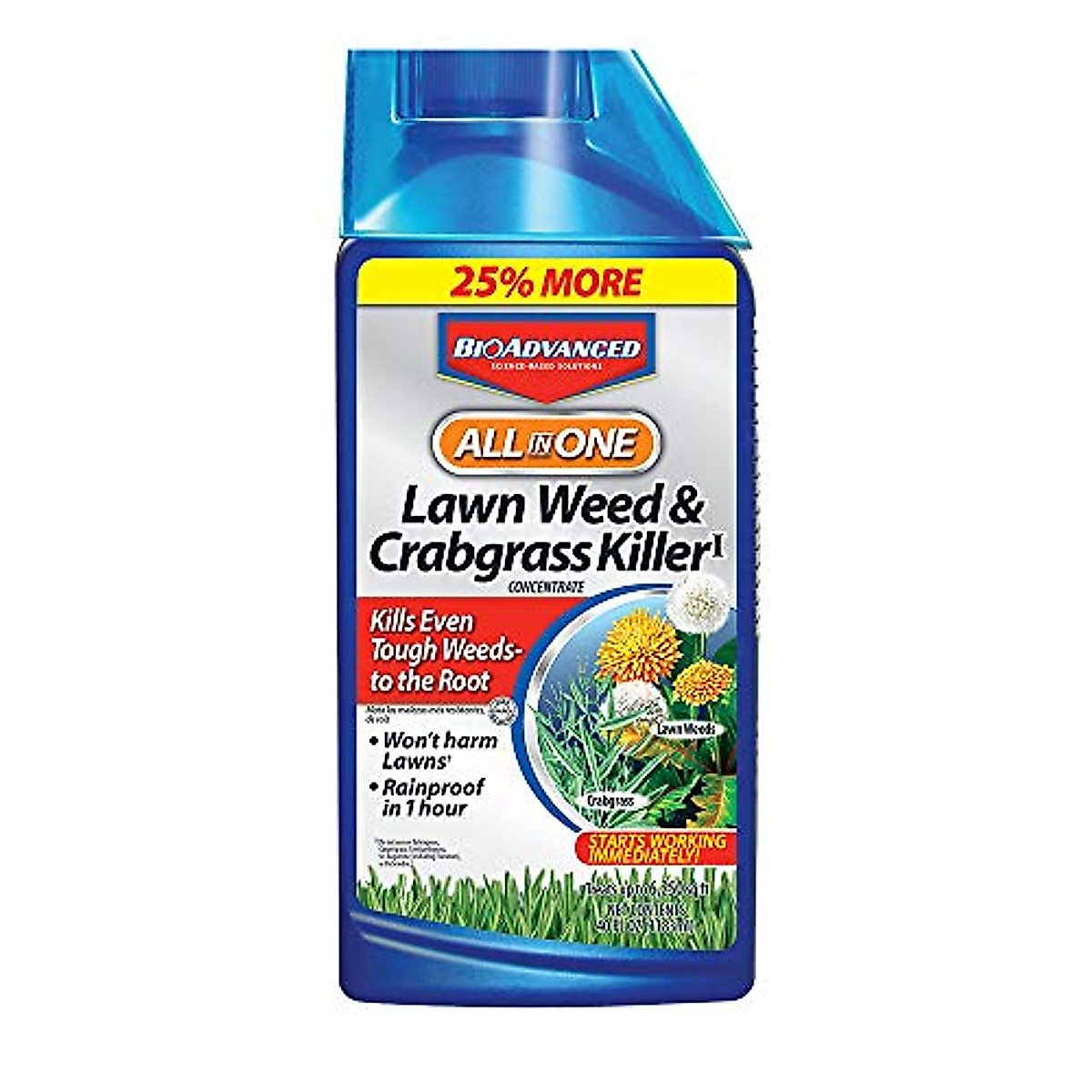 BIOADVANCED 704140 All-in-One Lawn Weed And Crabgrass Killer Garden Herbicide, 40-Ounce, Concentrate