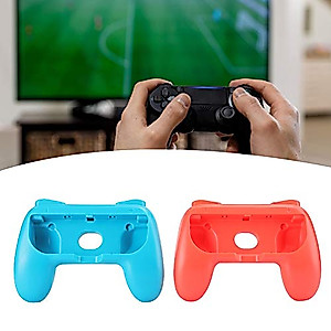 Games Grips, Joypad Protective Skin Made of ABS Material for Protect Your Controllers from Everyday Wear and Tear for Long‑Term Use(Red + Blue 2 Packs)