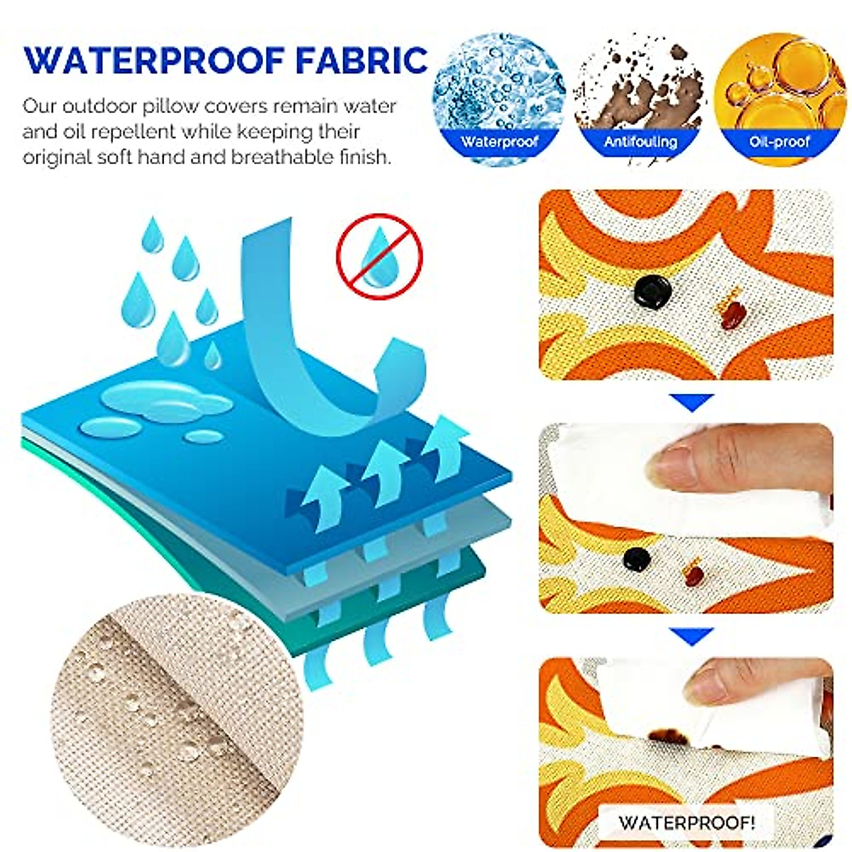 Cirzone Outdoor Pillow Covers 18x18 Set of 4 Waterproof Outdoor Pillows Couch Throw Pillow Covers Boho Decorative Pillow Covers Decorations for Patio, Garden, Home