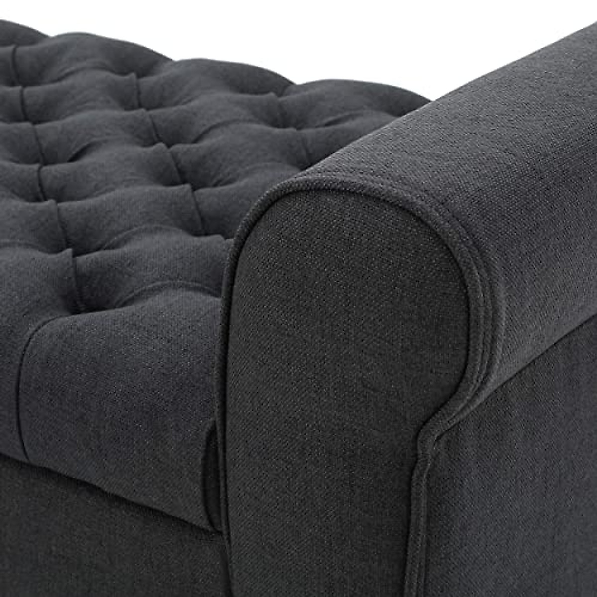 Christopher Knight Home Keiko Fabric Armed Storage Bench, Dark Grey, 19.50”D x 50.00”W x 19.25”H