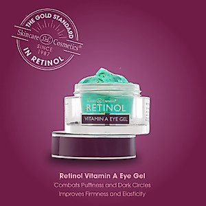 Retinol Vitamin A Eye Gel - Anti-Aging, Reduces Puffiness & Dark Circles, Restores Elasticity, 15ml