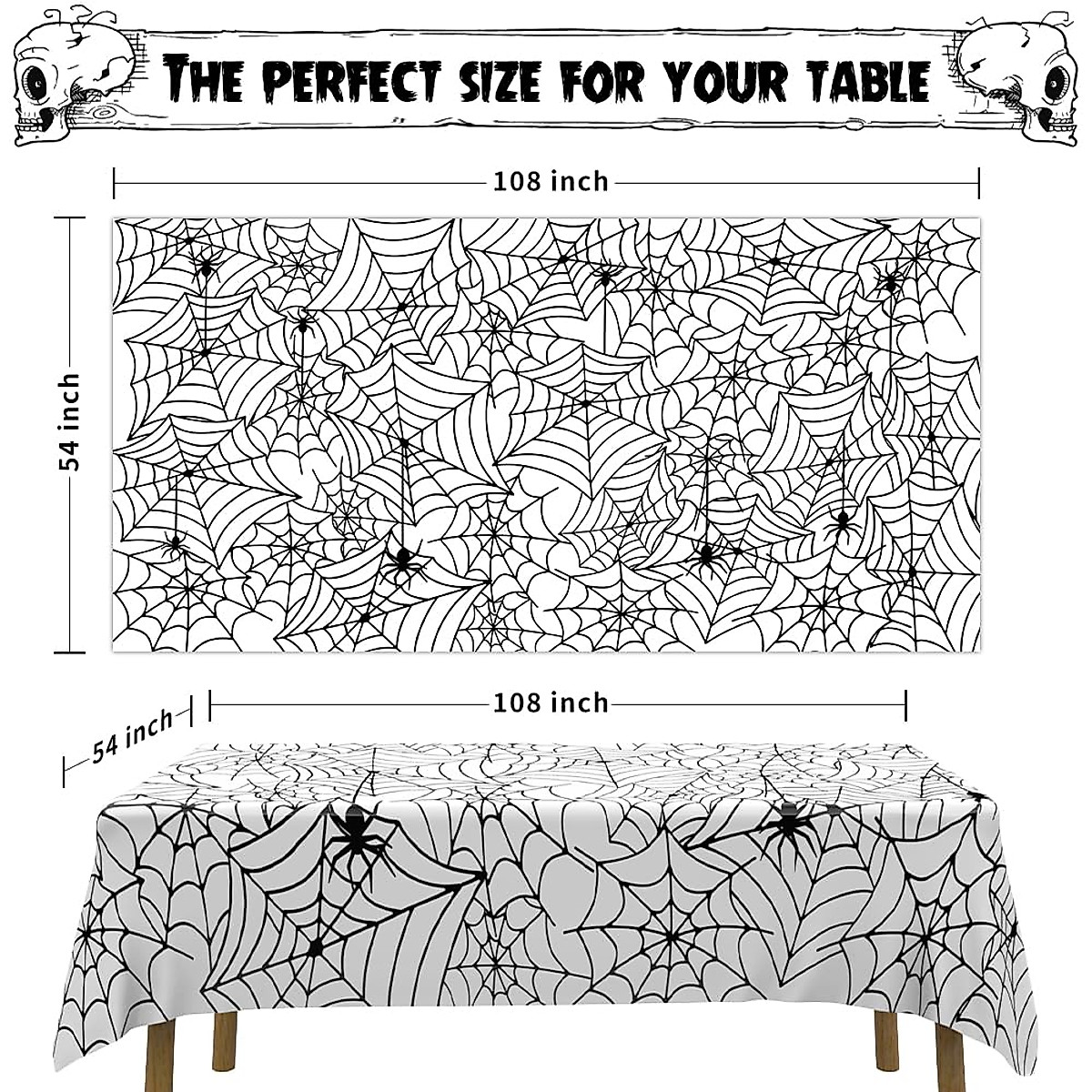 Labeol Halloween Tablecloth,3 PCS Spider Web Tablecloths for Halloween Party Decorations, 54"x108" Disposable Plastic Rectangle Table Cloth,Halloween Decorations for Halloween Party Home Haunted House