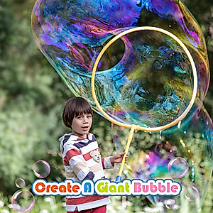 Kid in a Bubble Toy Giant Bubble Wand Big Bubbles Hoop with Dipping Pool Tray, Fun Outdoor Toys Playtime Activity Summer Toy Set for Kids and Adults Birthday Party Game (Basic Kit)
