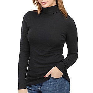 NY Threads Women's Turtleneck Long Sleeve Shirt Slim Fit Thermal Base Layer Tops 1 Pack, Medium, Black