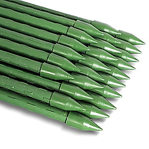 Garden Stakes 60 Inches Plastic Coated Hollow Steel Plant Stakes, Tomato Stakes, Pack of 25