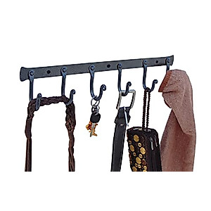 BOSKY Coat Rack Wall Mounted Heavy Duty Wrought Iron 6 Large Coat Hooks Rail | Home Decor No Rust Hooks for Hanging Clothes,Purses,Jacket,Hats,Towel (Rustic Silver)