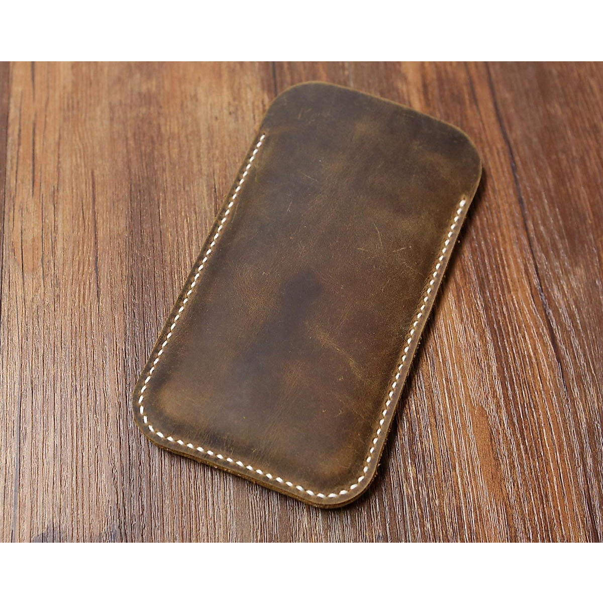 Distressed Brown leather iPhone 11 Pro Max sleeve/iPhone 6 7 8 plus case sleeve/iPhone X XR XS Max sleeve pouch - IP005S