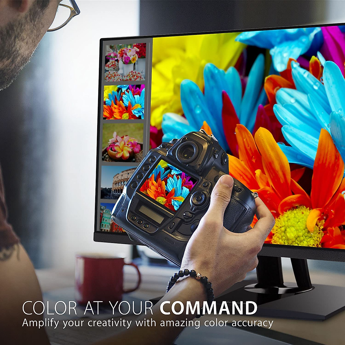 ViewSonic VP2756-2K 27 Inch IPS 1440p Ergonomic Monitor with Ultra-Thin Bezels, Color Accuracy, Pantone Validated, 60W USB C