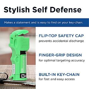 mace Brand Pocket Pepper Spray (Neon Green) – Accurate 10’ Powerful Pepper Spray with Flip Top Safety Cap, Leaves UV Dye on Skin – Great for Self-Defense