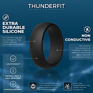 ThunderFit Mens Silicone Rings Wedding Bands, Classic & Striped Style 8.7 mm Wide 2.5mm Thick - 1/4/7 Variety Multipack (Black, Midnight Blue, Black-Iron Grey, Black-Blue Line, 7.5-8 (18.20mm))