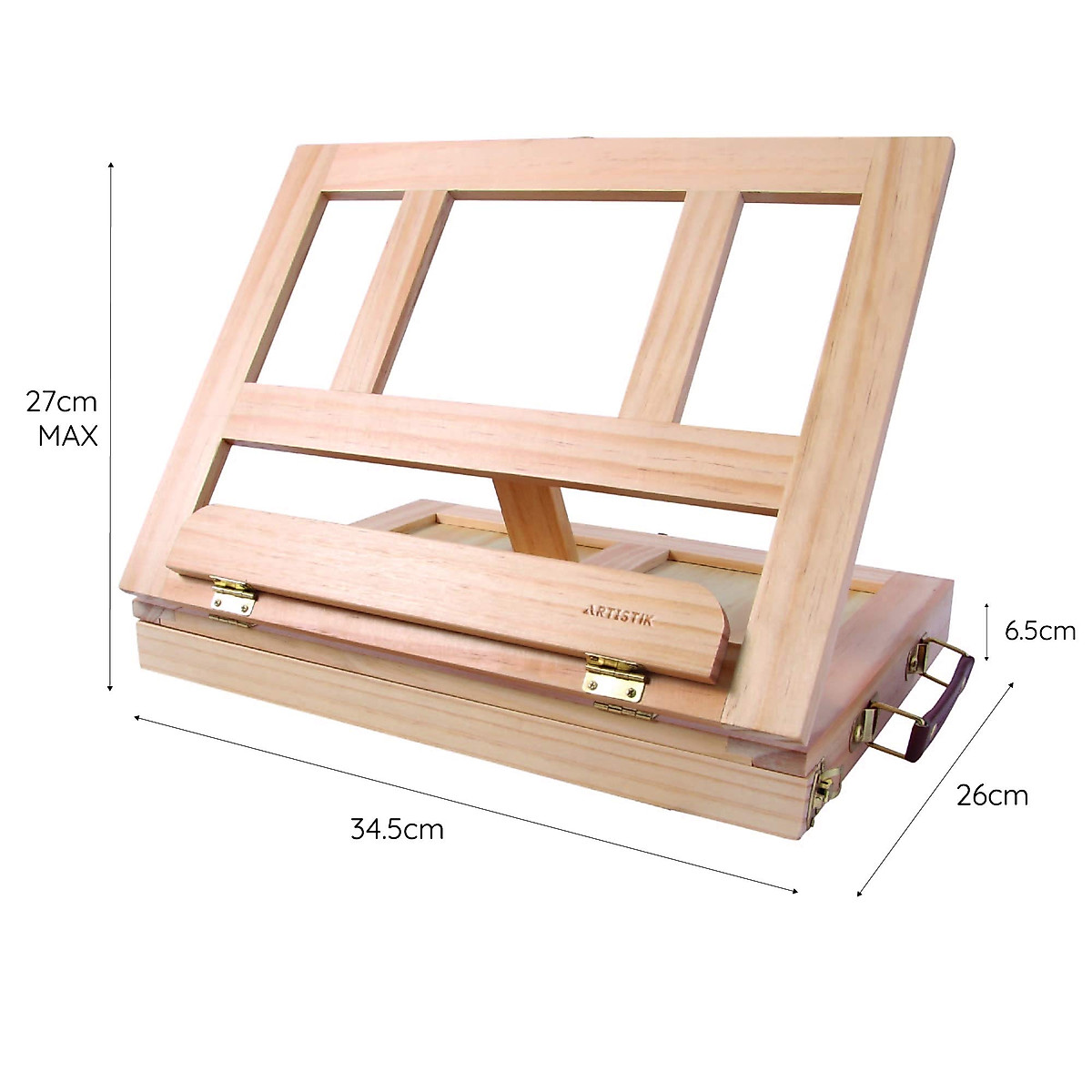 Mixed Media Art Set - 34 Piece, Easel Painting Kit with Wood Table Desk Top Easel Box Includes Acrylic Paints, 3 Canvas Boards, Pastels, Desktop Art Supplies Gift for Beginner Artists, Kids, Adults