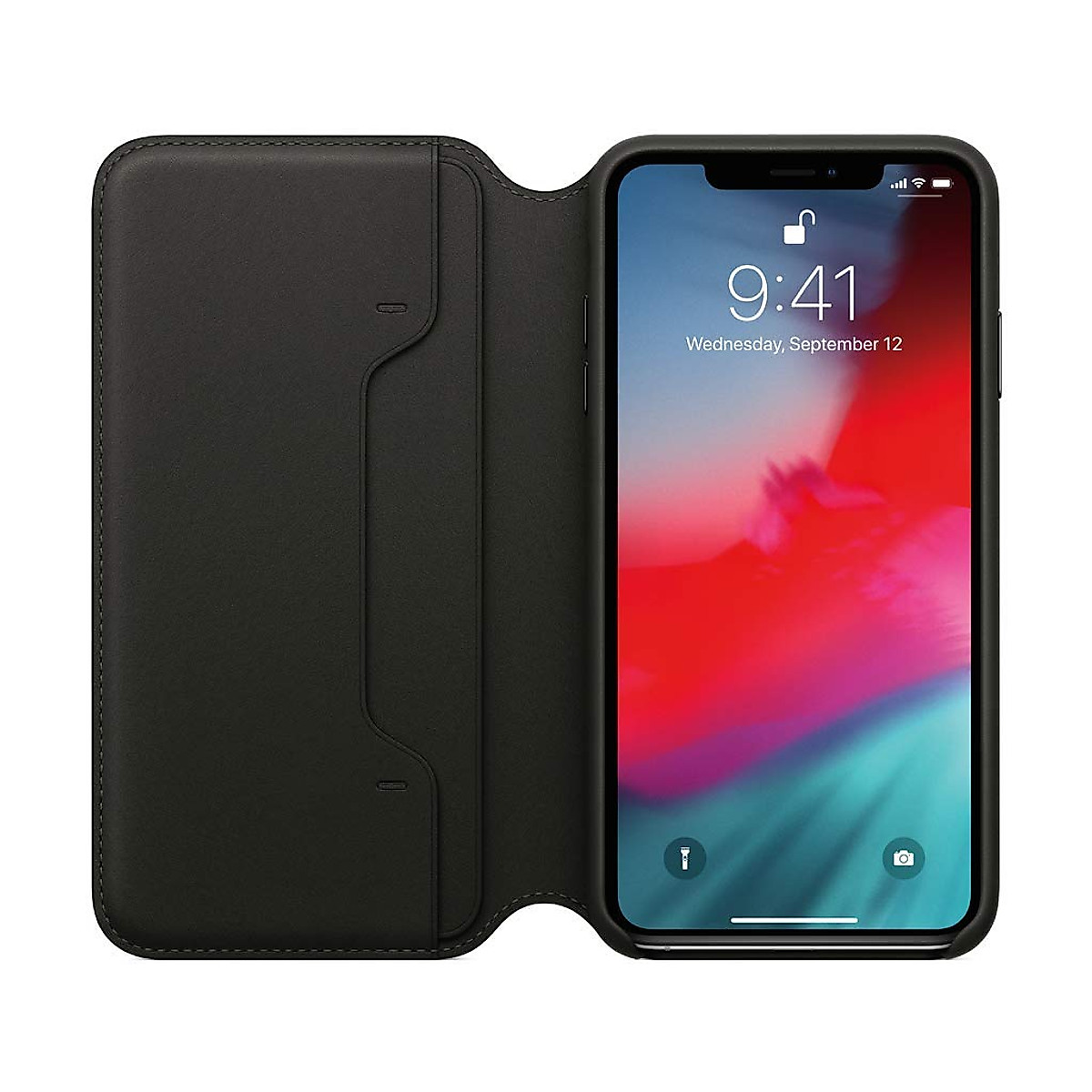 Apple iPhone Xs Max Leather Folio Case - Black