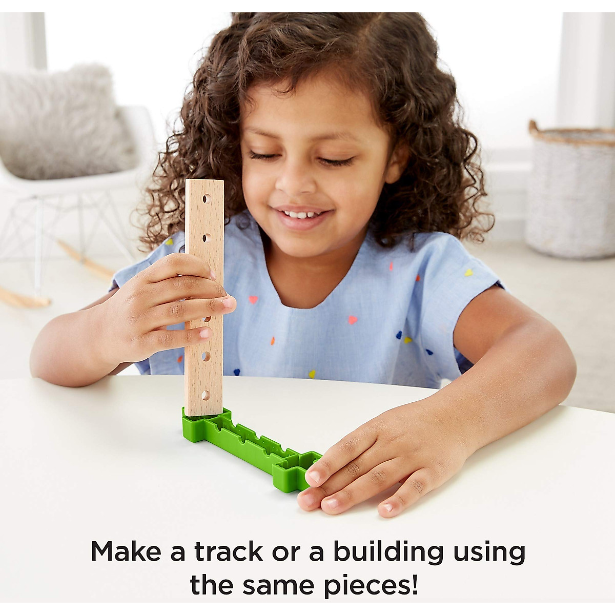 Fisher-Price Wooden Building Toy Wonder Makers Design System Lift & Sort Recycling Center, 35 Wood Piece Playset for Preschool Kids Ages 3+ Years