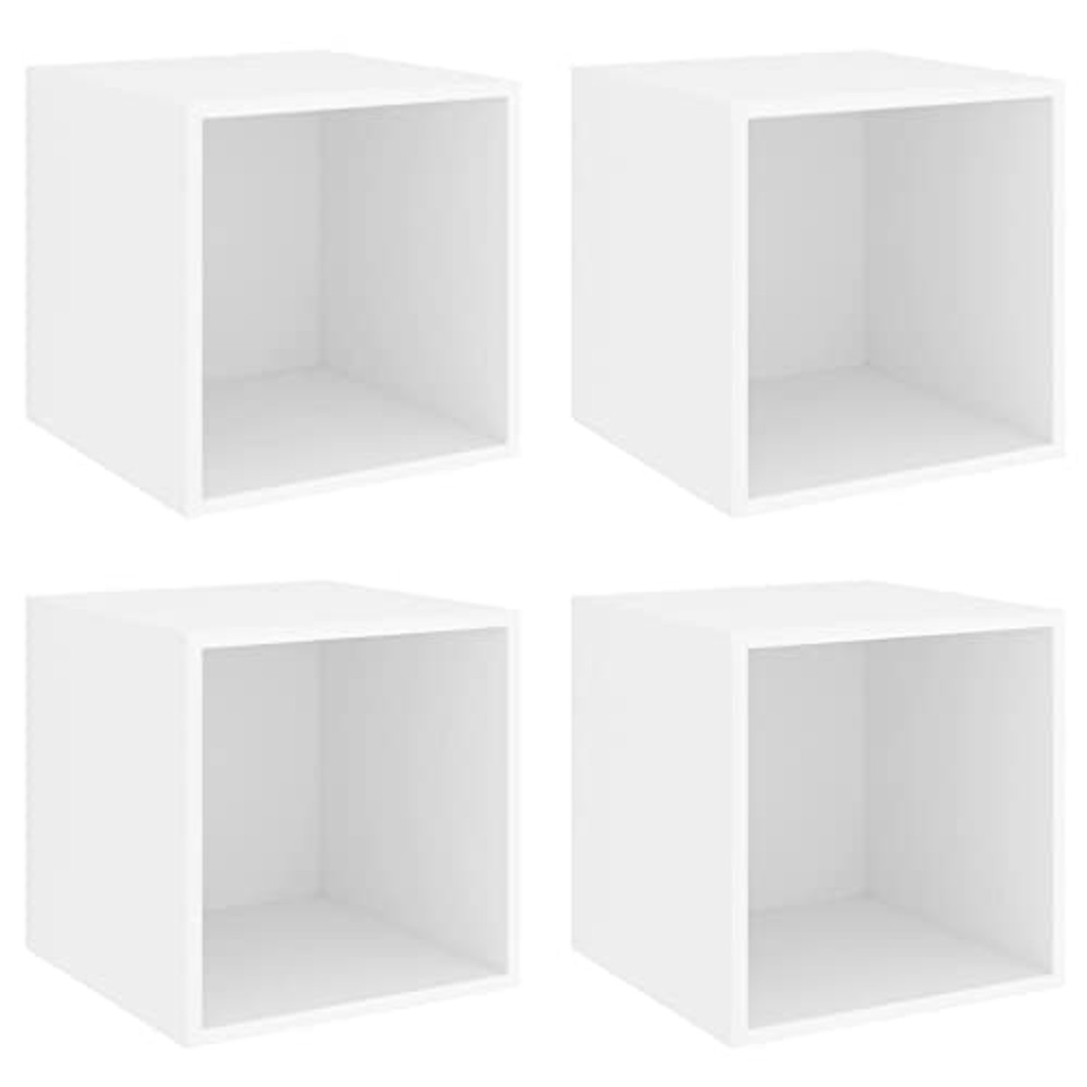 Queen.Y Floating Shelves Set of 4, Wall Mounted Cube Shelves with Cabinet, Wall Hanging Storage Shelves, Home Decor Furniture, White