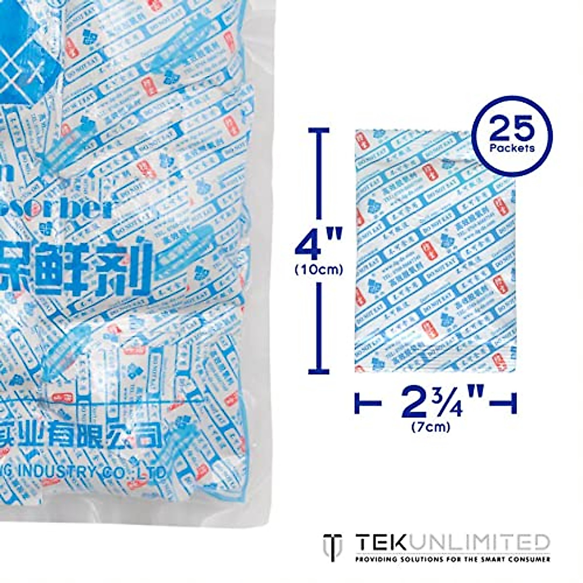 TekUnlimited 5 GALLON Mylar Bags with 30 (2000cc) Oxygen Absorbers–10 mil Mylar Bags for Food Storage for Grains, Dry Aging Bags for Meat-Long Term Food Storage (25 Pack)