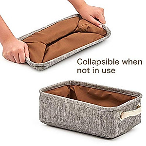 EZOWare 6pc Storage Bins Baskets, Small Folding Drawer Dresser Desktop Organizer Cubes Set with Handles -12 x 7 x 4 inch - Dark Gray