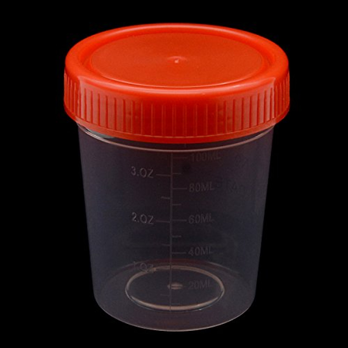 YXQ 20Pcs 120ML Sterile Specimen Cups with Lids 3OZ Screw-on Cap Red Cover Measuring Containers Seal Clear Transparent PP-Plastic