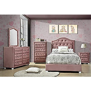 Acme Furniture Reggie Nightstand, Pink Fabric