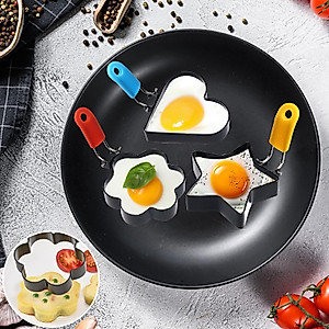 6 Pack Egg Ring,Stainless Steel Egg Rings for Frying,Egg Molds with Anti-scald Handle,Egg Circles Fried Egg Ring Griddle Pancake Shapers with Silicone Oil Brush for Breakfast Sandwiches