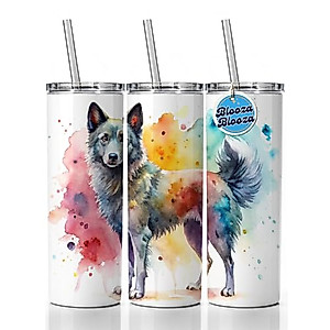 Mudi Dog Watercolor Style Skinny Tumbler 20oz with Straw Insulated Water Bottle Gift