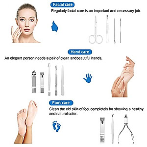 Tseoa Manicure, Pedicure Kit, Nail Clippers, Professional Grooming Kit, Nail Tools with Luxurious Travel Case, Set of 12 … (nail clippers 12pcs)