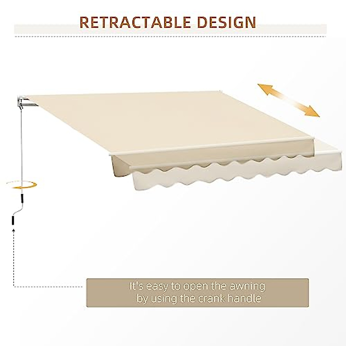 Outsunny 10' x 8' Manual Retractable Awning Sun Shade Shelter for Patio Deck Yard with UV Protection and Easy Crank Opening, Beige