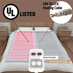 ILWOUL Heated Mattress Pad Large Washable Electric Heating Pad Mat Mattress. Auto 15 Hours Shut Off, Anti-Electrical Radiation, 100% Cotton Material, UL Listed (Double 55" x 70")