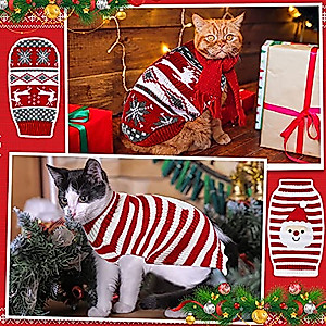 2 Pieces Dog Cat Festival Sweater Pet Puppy Sweater Cartoon Sweater Pet Winter Knitwear Clothes Kitten Sweater for Cats and Small Dogs for Valentine's Day Christmas (Santa Pattern, Small)