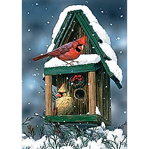 Toland Home Garden 100558 Cardinals In Snow Winter Flag 28x40 Inch Double Sided Winter Garden Flag for Outdoor House Flag Yard Decoration