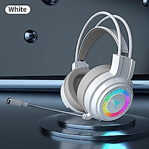 Kokiya Gaming Headset with Microphone, LED Light, PC Headset with 4D Stereo, White