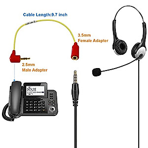 Voistek Headphone Adapter 3.5mm to 2.5mm, Suit for Smartphone Headset Adapter 3.5mm Female to 2.5mm Male Work for Panasonic AT&T Vtech Uniden Cordless Phones (with 2.5mm Headset Jack)